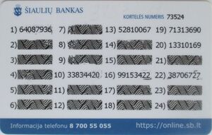 Bank Card: SB linija (Siauliu Bankas, LithuaniaCol:LT-GM-0014 💳