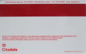 Bankpasje: Citadele Cirrus (Citadele, LetlandCol:LV-CR-0007