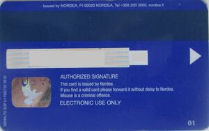 Bank Card: Visa Electron Blue (Nordea, FinlandCol:FI-VE-0009.02