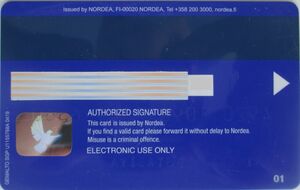 Bank Card: Visa Electron Blue (Nordea, FinlandCol:FI-VE-0009.03
