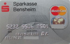 Bank Card: Sparkasse Bensheim MC (Sparkasse Bensheim, Germany, Federal ...