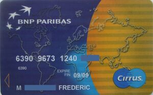 Carte bancaire: Cirrus. Map (BNP Paribas, FranceCol:FR-CR-0003.02