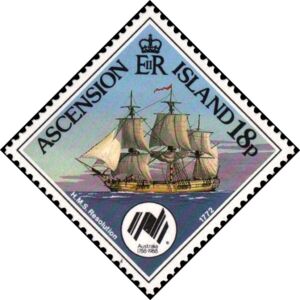 Stamp: HMS Resolution (1772) - Captain James Cook (Ascension Island ...