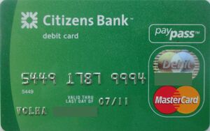 Bank Card: Citizens Bank Green (Citizens Bank, United States of ...