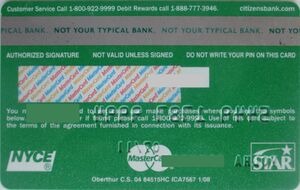 Bank Card: Citizens Bank Green (Citizens Bank, United States of ...