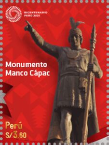Stamp: Manco Cápac Monument, Lima (Peru(Bicentenary of Independence ...