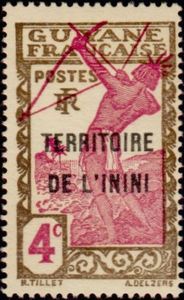 Stamp: Native firing arrow (Inini(Guyane overprint Inini (II)) Mi:FR ...