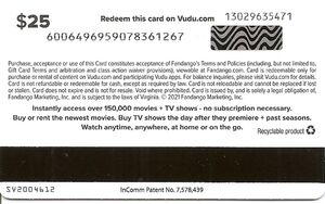 Gift Card: Vudu (Fandango, United States of America) (Movies) Col:US ...