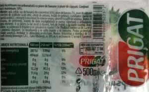 Drink Label: Prigat Căpșuni Banane (S.C. Quadran - Amroq Beverages S.R ...