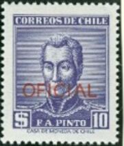 Stamp: Francisco Antonio Pinto Overprinted (Chile(1955-1956 Officials ...
