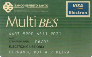 Bank Card: BES - Banco Espirito Santo Multi Bes (Banco Espirito Santo ...