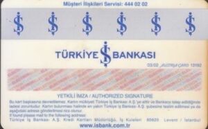 Bank Card: Bankamatik (Türkiye İş Bankası, Türkiye (Turkey)Col:TR-VE ...