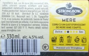 Drink Label: Strongbow Apple Ciders, Gold Apple, Mere (Heineken Romania ...