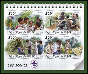 Stamp: Scouting (Niger(Scouts (2018)) Mi:NE 5813-5816KB,Yt:NE 4701-4704
