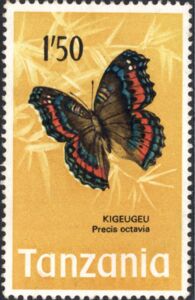 Stamp: Gaudy Commodore (Precis octavia) (Tanzania(Butterflies (1973 ...