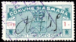 Stamp: Diritti di Stato Civile - Coat of arms (Eritrea, Italian ...