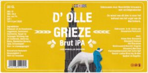 Drink Label: D'olle Grieze Brut IPA (Brouwdok, NetherlandsCol:NL-BEER ...