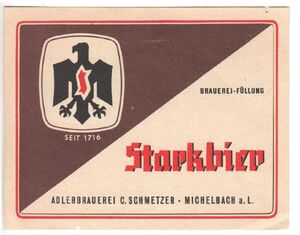 Drink Label: Michelbach Starkbier (Adlerbrauerei C. Schmetzer, Germany ...