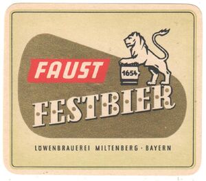 Drink Label: Faust Festbier (Lowenbrauerei Miltenberg, Germany, Federal ...