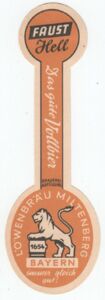 Drink Label: Faust Hell (Lowenbrauerei Miltenberg, Germany, Federal ...