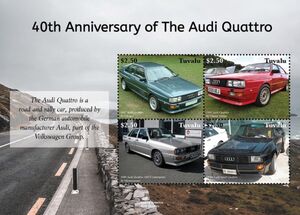 Stamp: 40th Anniversary of the Audi Quattro (Tuvalu(40th Anniversary of ...