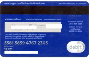 Bank Card: PayPal business debit (Bancorp Bank, United States of ...