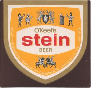 Drink Label: O'Keefe stein beer (Bohemia Maid Brewery Co., CanadaCol:CA ...
