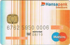 Bank Card: Bar code 3 (Hansapank, EstoniaCol:EE-MS-0023