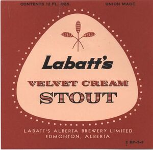 Drink Label: Labatt's Velvet cream stout (Labatt's alberta brewery ...