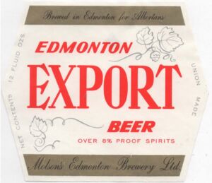 Drink Label: Edmonton export beer (Molson's Brewery Ltd, CanadaCol:CA ...