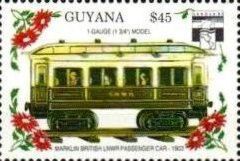 Stamp: British LNWR passenger car, 1 gauge, 1903 (Guyana(Toy Trains ...