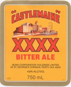 Drink Label: XXXX Bitter Ale (Castlemaine Perkins Ltd., AustraliaCol:AU ...