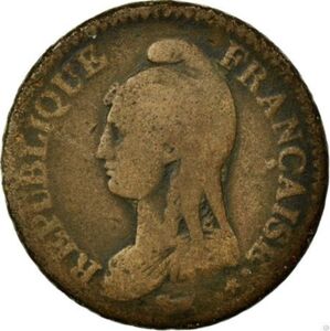 Coin: 1 Decime (A - Paris. UN countermarked 2 Décimes) (France) (1793 ...