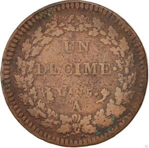 Coin: 1 Decime (A - Paris. High module) (France) (1793~1799 - First ...