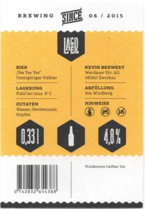 Drink Label: Kevin IPA (Kevin Brewery, Germany, Federal RepublicCol:DE ...