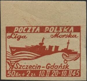 Stamp: Light cruiser HMS "Dragon" (1943-1944) (Poland(Sea League) Pol ...