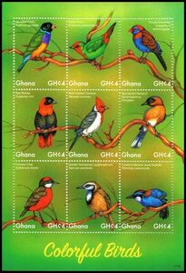 Stamp: Colorful birds (Ghana(Colorful birds) Mi:GH 4854-4862KB,Sn:GH ...