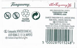 Drink Label: Tanqueray Export Strength (Charles Tanqueray & Co, United ...
