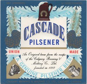 Drink Label: Cascade pilsener (Calgary Brewing & Malting, CanadaCol:CA ...