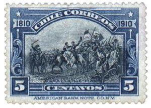 Stamp: Battle of Maipú, by Pedro Subercaseaux (Chile(Independence ...