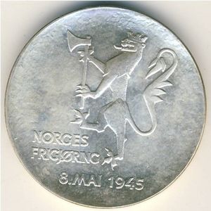 Coin: 200 Kroner (35th Anniversary of Liberation) (Norway) (1957~1991 - Olav V - Commemoratives ...