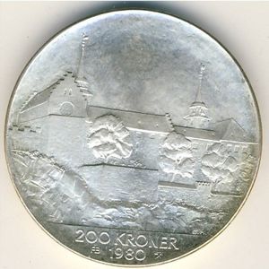 Coin: 200 Kroner (35th Anniversary of Liberation) (Norway) (1957~1991 - Olav V - Commemoratives ...