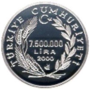 Coin: 7,500,000 Lira (Year 2000) (Türkiye (Turkey)(2000 - The year 2000)
