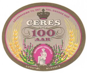 Drink Label: Ceres 100 aar (Ceres Breweries, DenmarkCol:DK-BEER-000662