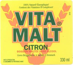 Drink Label: Vitamalt citron (Ceres Breweries, DenmarkCol:DK-MALT-000009