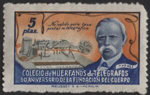 Stamp: David Edward Hughes: 90th Anniversary of the Body Foundation ...