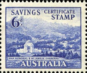 Stamp: War Memorial and Mount Ainslie, Canberra (Australia: Cinderella ...
