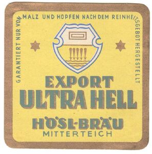 Drink Label: Hösl Bräu Export Ultra Hell (Privatbrauerei Hösl, Germany ...