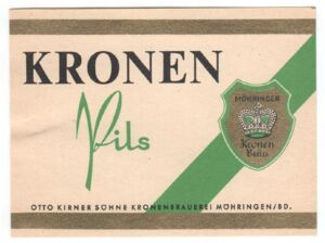 Drink Label: Kronen Pils (Kronenbrauerei Möhringen, Germany, Federal ...