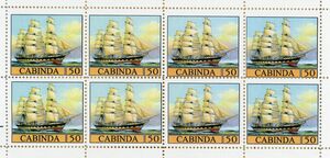 Stamp: Full-rigged ship (Angola: Cinderella Stamps(Cabinda) Col:AO-CB ...